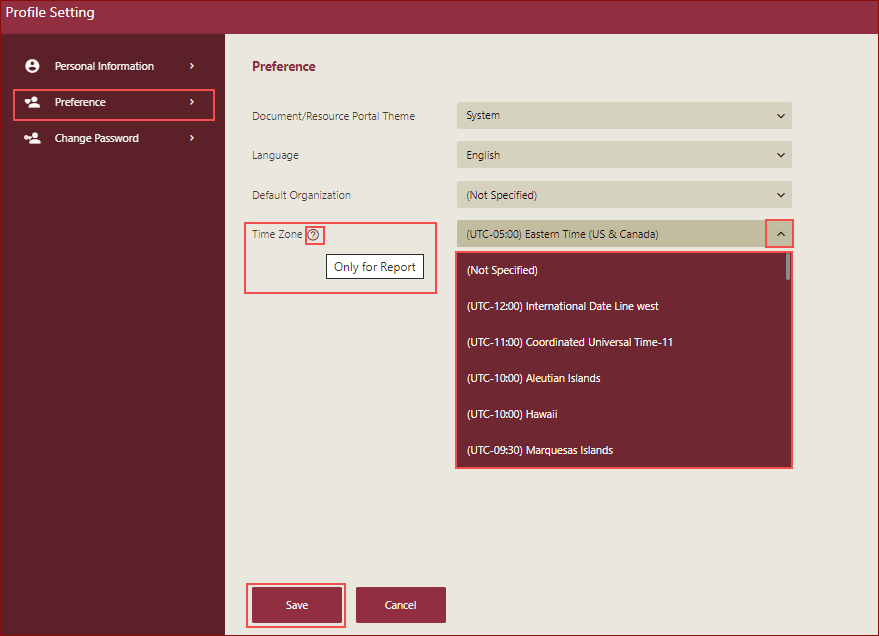 Set Time Zone | Wyn Documentation